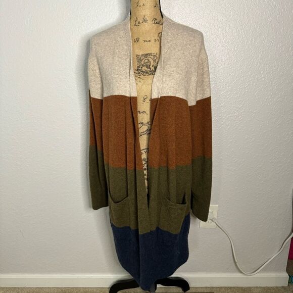 Madewell | Sweaters | Madewell Kent Colorblock Open Front Long Cardigan Size Xl Wool Alpaca Boho ...